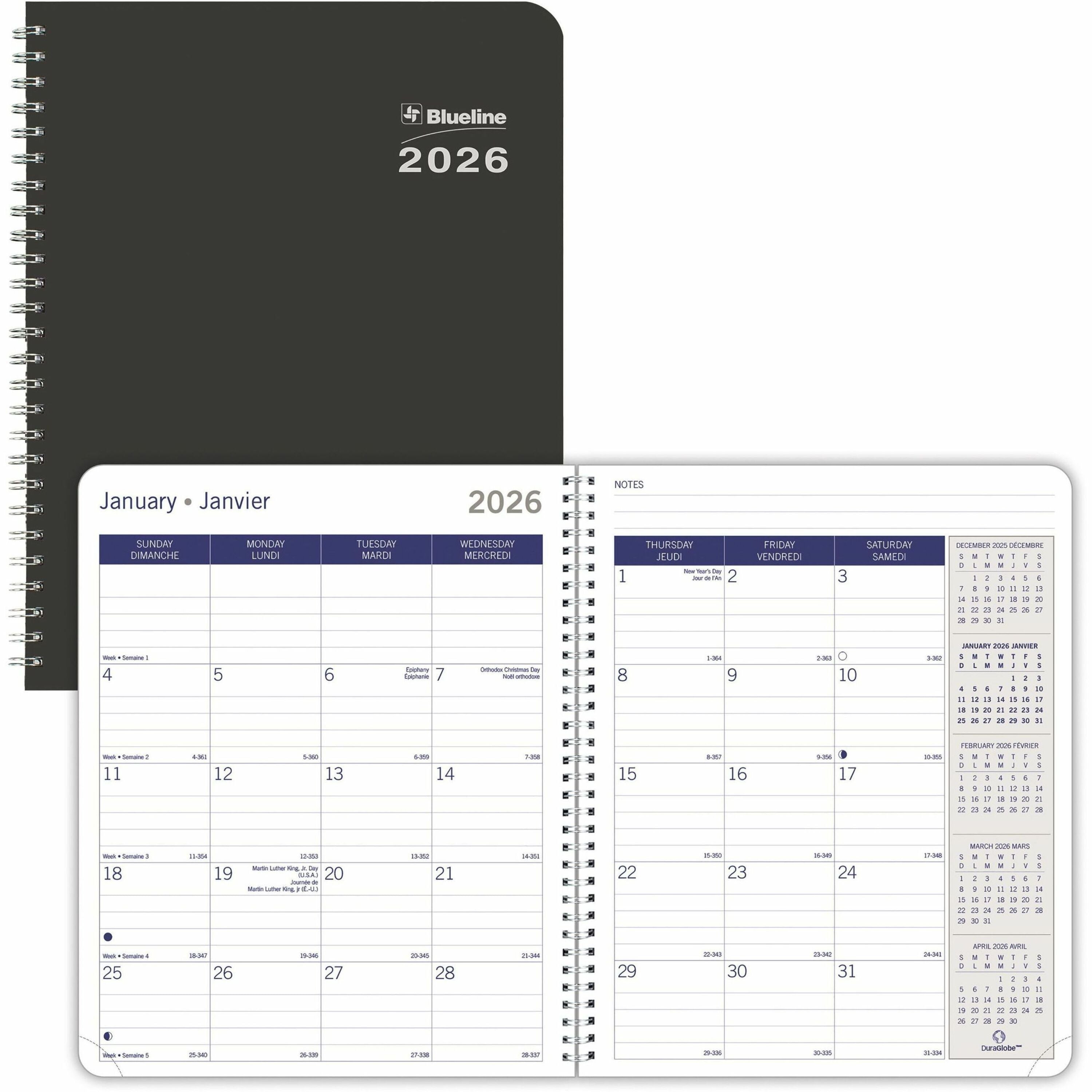 PLANNER-MONTHLY WIRE DURAGLOBE 8-7/8X7-1/8 BLACK BIL. 2026 – Office ...