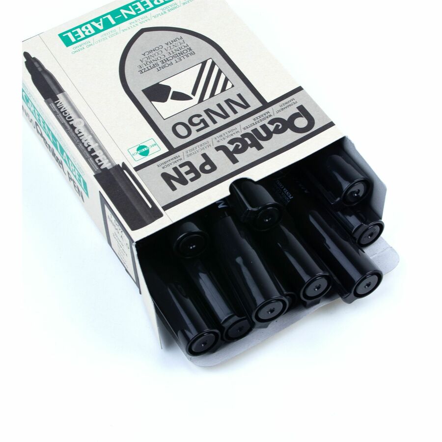 Pentel Green Label Permanent Marker (5.0mm), Bullet Tip, Black ink ...