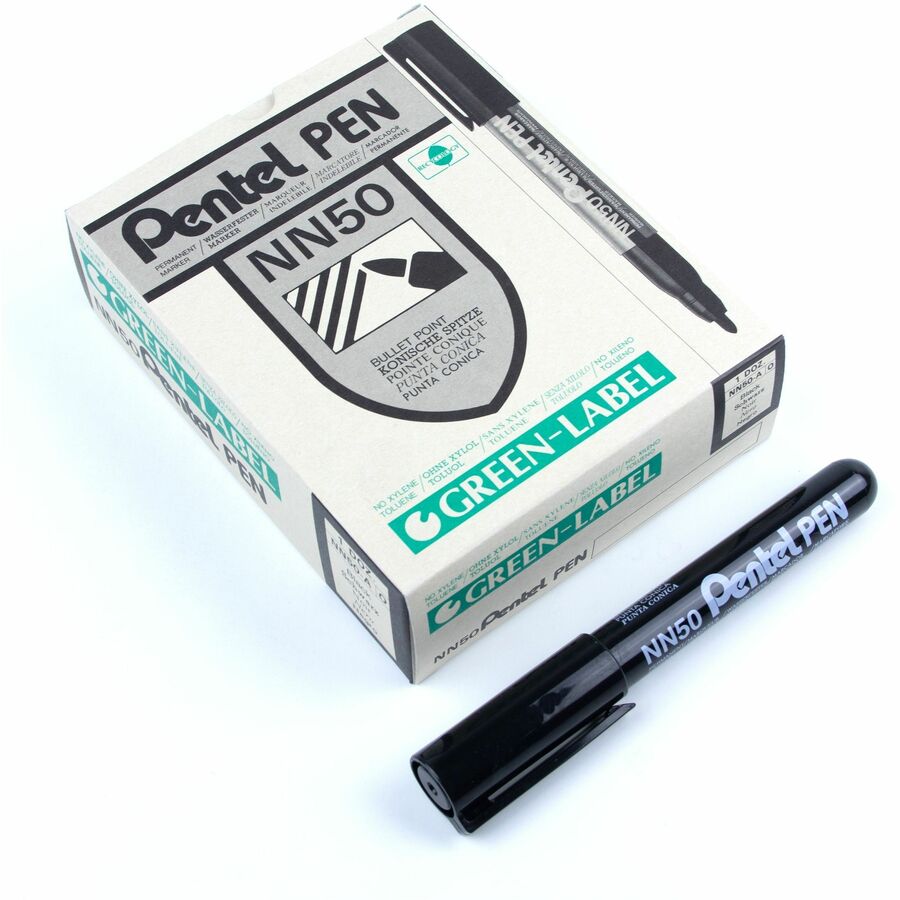 Pentel Green Label Permanent Marker (5.0mm), Bullet Tip, Black ink ...